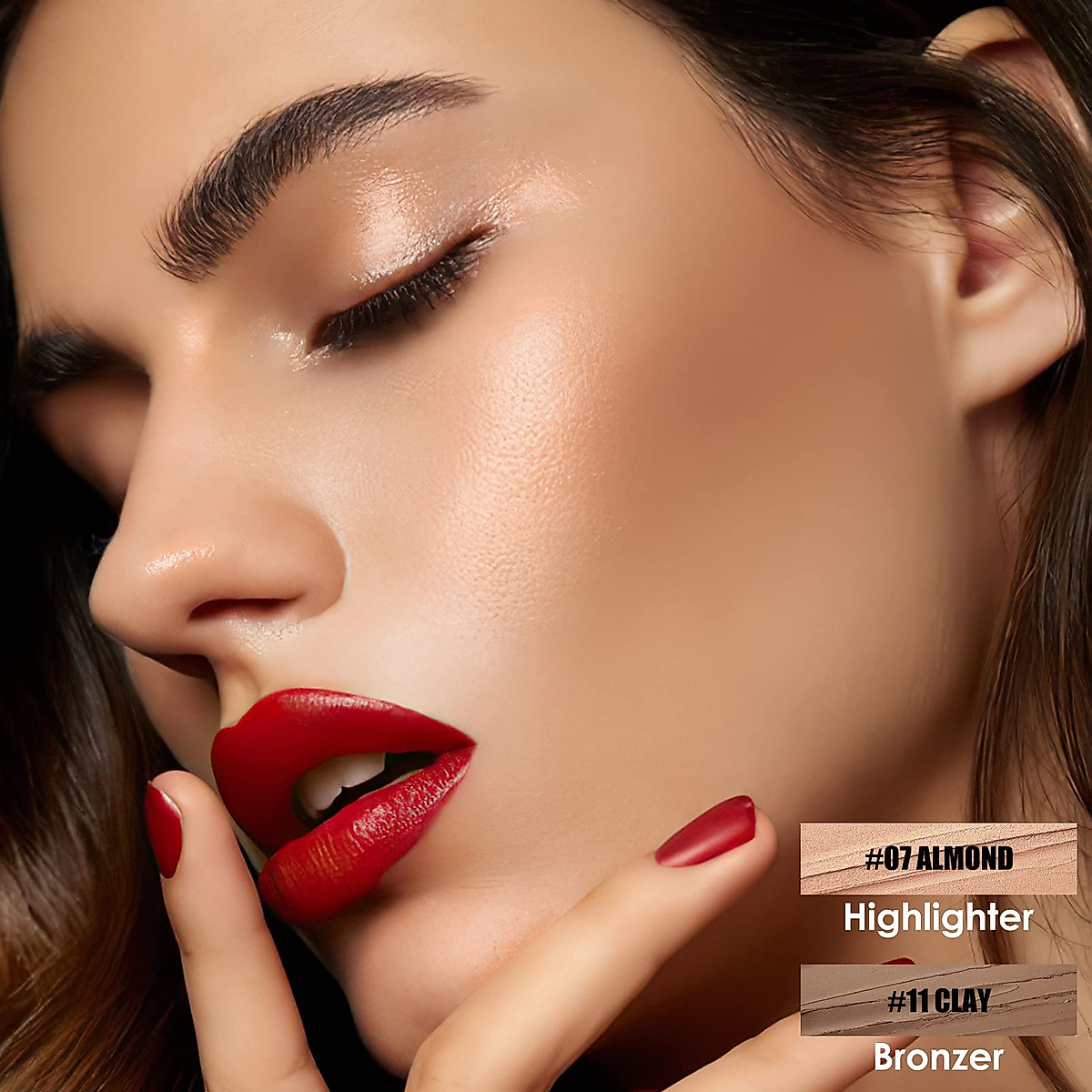 FOCALLURE 2 Pcs Mineral Cream Contour Stick,Moisturize Highlighter and Bronzer Pen,Non Stick Face Brightens & Shades Pencil,Long Lasting & Smooth Gliding Face Illuminator Makeup,Medium