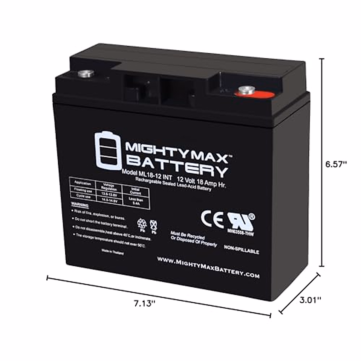 Mighty Max Battery 12V 18AH SLA Internal Thread Replacement for BP17-12 GP12170 ES17-12
