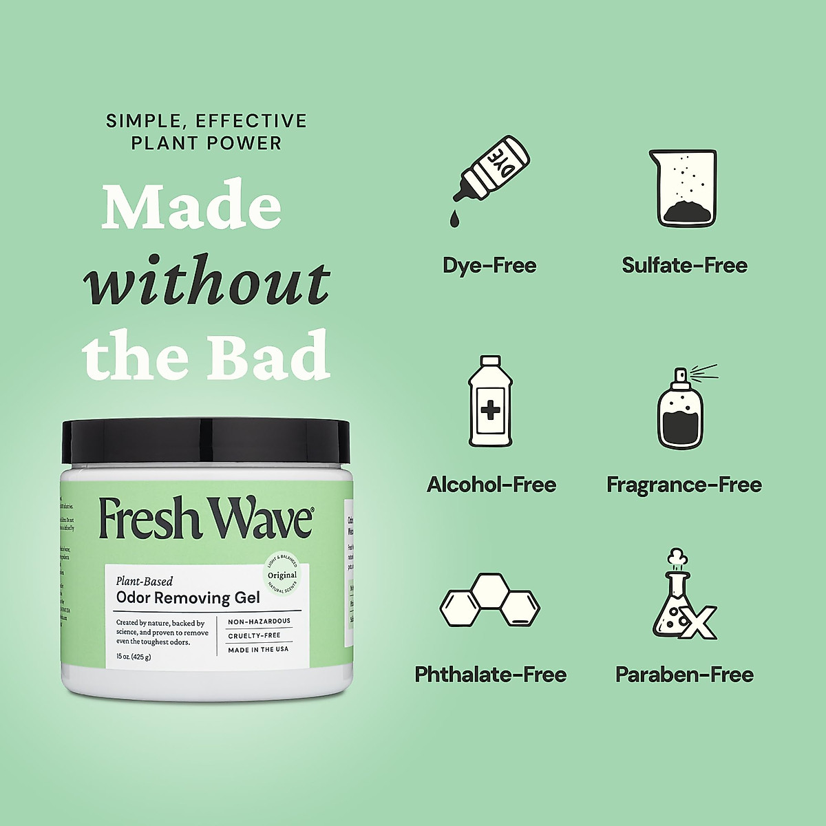 Fresh Wave Odor Removing Gel, 15 oz. | Pack of 2 | Odor Absorbers for Home | Safer Odor Relief | Natural Plant-Based Odor Eliminator | Every 15 oz. lasts 30-60 Days | For Cooking, Trash & Pets
