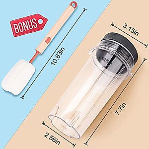 Single Serve 16 oz Blender Cups & 6 Fins Blender Blade Assembly Replacement Parts Compatible w/Nutri Ninja BL770 BL771 BL772 BL740 BL780 BL660 BL663 Professional Smoothie Blender | 2 Cups & 1 Blade