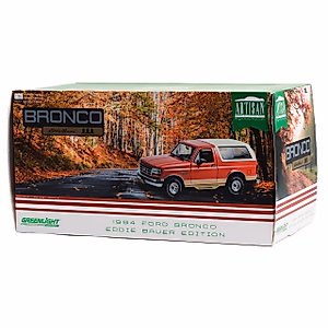 Greenlight 1994 Bronco Eddie Bauer Edition Electric Red Metallic and Tucson Bronze with White Top Artisan Collection 1/18 Diecast Model Car 19135