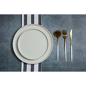 famiware Nebula 6 Pieces Dinner Plates, 10.2 inch Plates Set, Scratch Resistant, Stoneware Dinnerware, Kitchen Modern Rustic Dishes, White