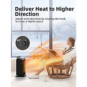 BREEZOME Space Heater, 1500W Fast Heating Heater for Indoor Use, Ceramic Electric Heater for Home with Thermostat, 90° Oscillating Portable Heater with Remote