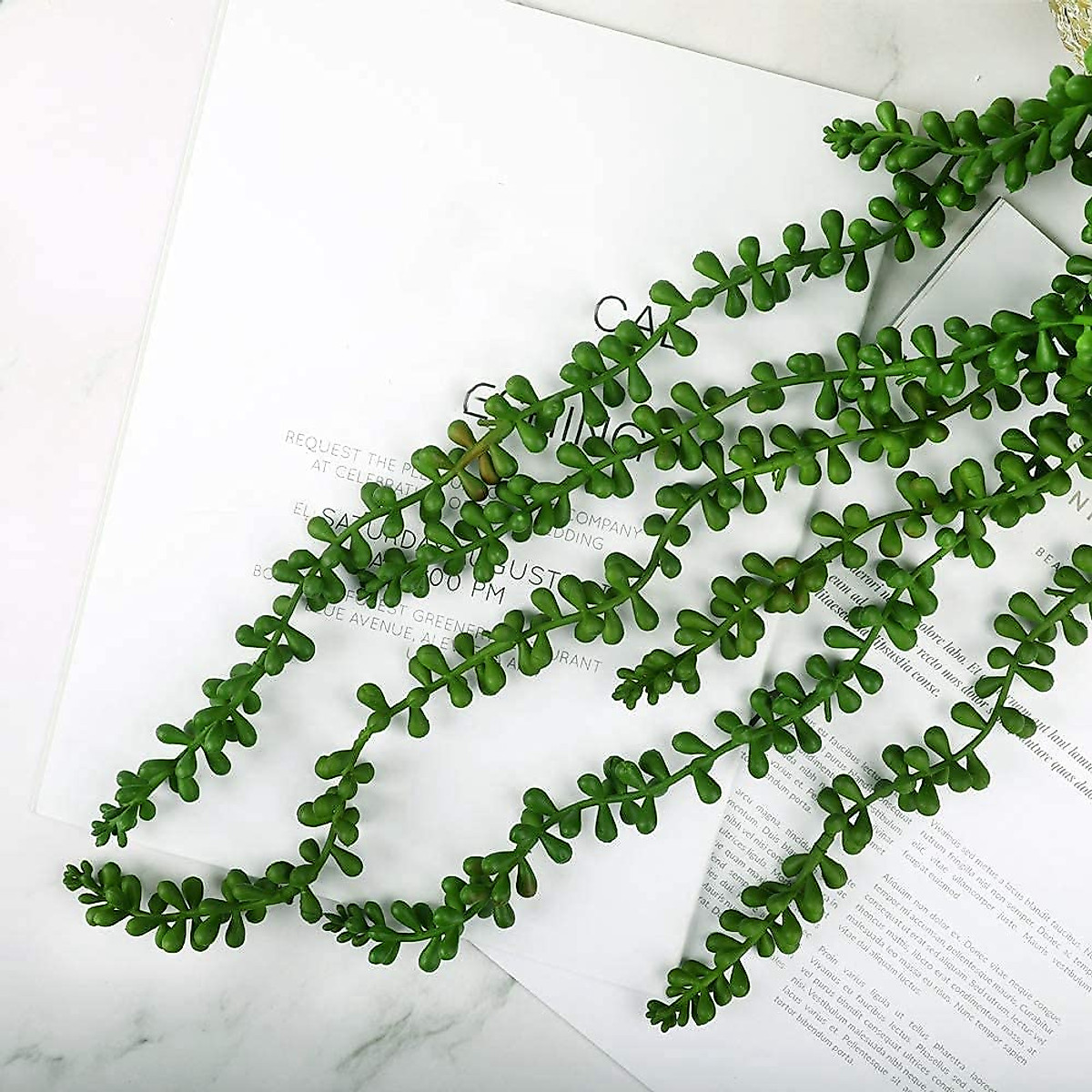 caapmony 5Pcs Artificial Succulents Hanging Plants Bulk 2.4FT Large Fake String of Pearls for Wall Home Garden Decor(Unpotted)