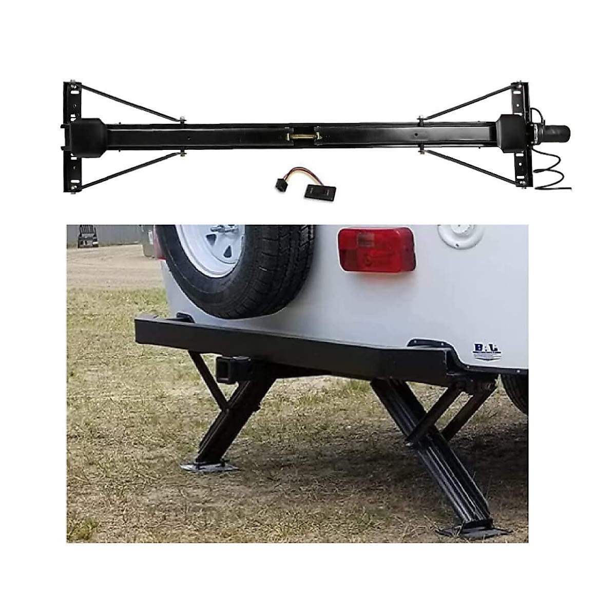 MFZDQL Rear Trailer Power Stabilizer Jack Stand Kit with Black Exterior Switch Replaces 298707