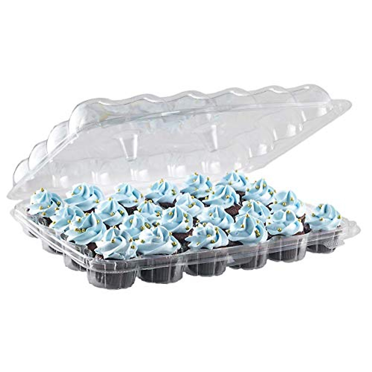 Katgely Disposable Mini Cupcake Box Container - Holds 24 Mini Cupcakes - PBA Free Plastic – Pack of 10