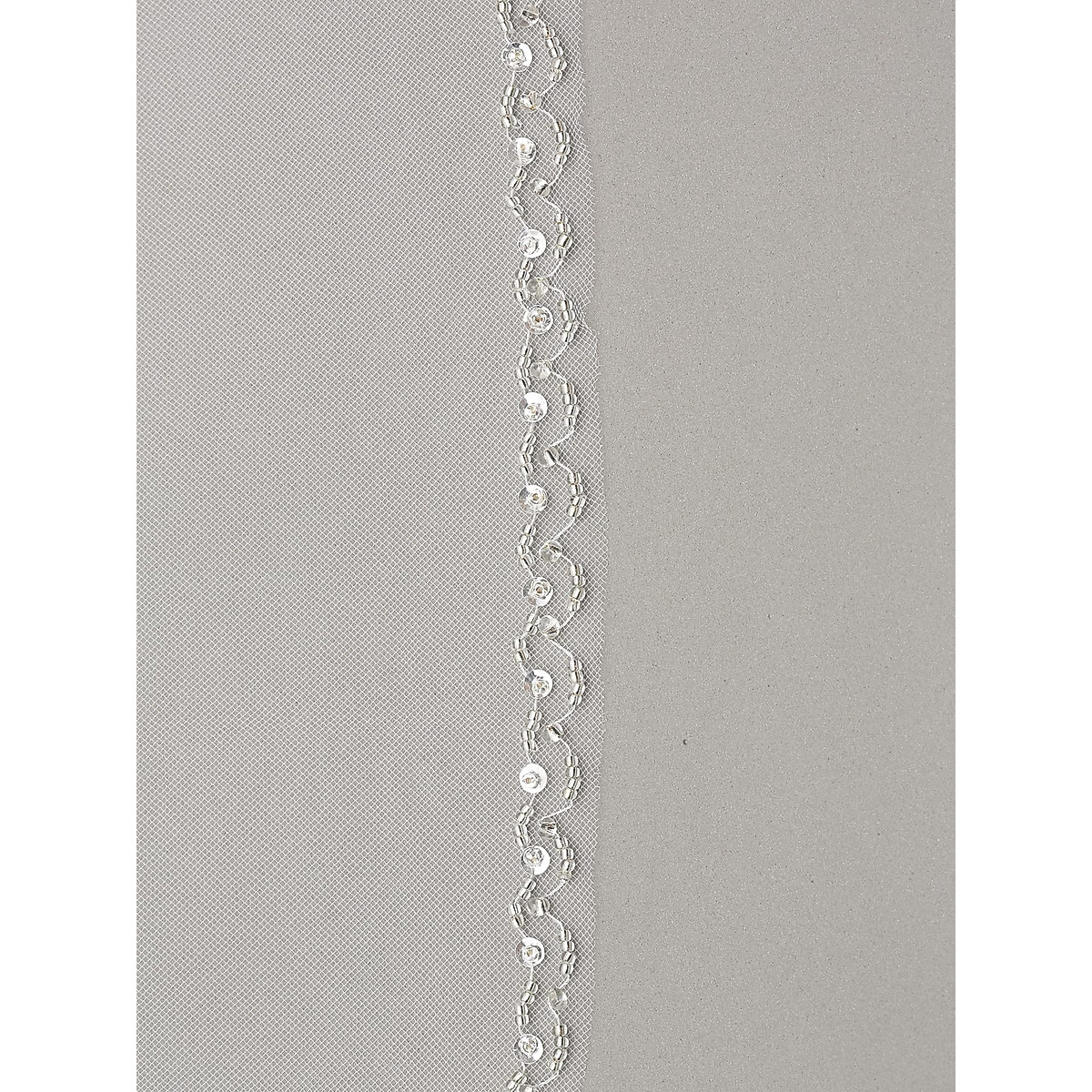 SAMKY 1T 1 Tier Double Row Alternating Crystal Beaded Veil - White Fingertip 36" V492