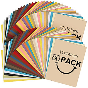 Yeaqee 80 Pieces Photo Mat Board 11 x 14 Inch Pictures Frame Mat Uncut Backing Mats for 8 x 10 Inches Photos Mixed Assorted Color Bulk Thick Paper for Artwork Prints Display Arts DIY Project