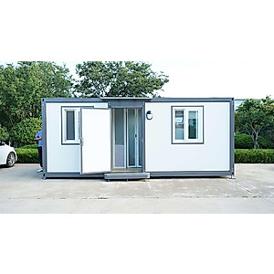Generic Portable Prefabrecated Tiny House, Expandable Plastic Mobile House, 20X7 ft Prefab House, Foldable Moveable House, 1Bedroom with SofaBed, Cupboard, Kitchen, Ideal for Office, Shed, White