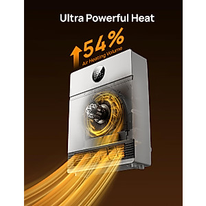 Dreo Smart Wall Heater, IP24 Electric PTC Space Heater for Indoor Use, 30° Oscillation, Adjustable Thermostat, Remote Control, Works with Alexa, 24H Timer, Easy-mounted Heater for Bedroom, Office