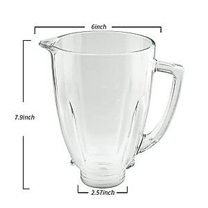 Joyparts Replacement parts 6-Cup Glass Jar With Blade, Compatible with Oster Blenders