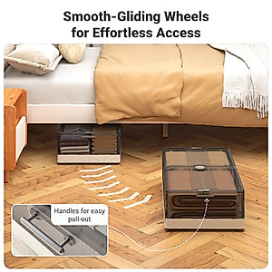 eShelf Under Bed Storage with Wheels, 3 Pack 27Gal Stackable Under Bed Storage Containers, Foldable Organizer Storage Bins with Lids, Collapsible Storage Drawers for Clothes, Bed Sheets, Shoes, Books