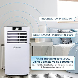 Aigostar Portable Air Conditioners, 10000 BTU（6500 BTU SACC）Smart 4-in-1 Dehumidifier, Fan, AC Unit, WIFI App & Remote Control, Compatible with Alexa & Google Assistant, 24H Timer, Window Kit, White