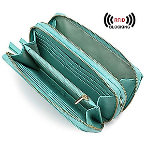 Crossbody Wallet Purse RFID Blocking CellPhone Small Shoulder Bag With Wristlet Strap For Women Ladies Girls Vegan Leather (Blue Green)