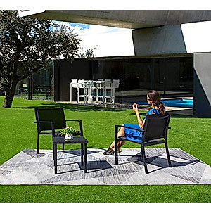 Tuoze 3 Pieces Patio Furniture Set Outdoor Garden Conversation Sets Modern Porch Furniture Lawn Chairs with Glass Coffee Table for Poolside Backyard Balcony