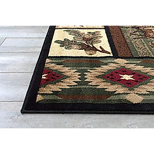 Champion Rugs Wildlife Nature Bear Deer Elk Buck Antler Southwestern Design Pine Trees Leaf Lodge Cabin Area Rug Carpet (7 Feet 8 Inch X 10 Feet 8 Inch)