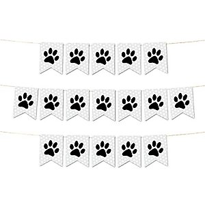 Andaz Press Hanging Pennant Party Banner with String, Animal Pawprint, 9-Feet, 1-Set, Decor Paper Decorations, Includes String