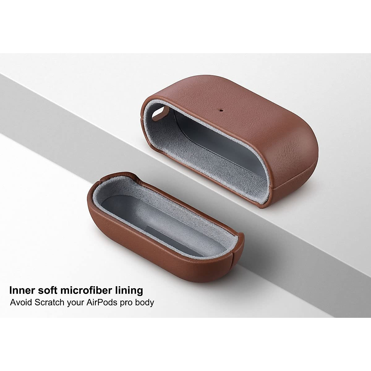 Lopie Brown Leather Case for AirPods Pro 2nd Generation, Handmade, 360-Degree Protection, Lightning Port Access