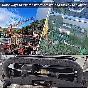 Zostera Electric Winch 12v 6000lbs Boat Trailer Winch with Remote Synthetic Rope 1/4 in x 55 ft Hook Wireless Remote Handlebar Switch, Automatic Braking, Waterproof, for ATV UTV Powersports Off Road