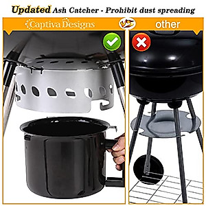 Captiva Designs 22-inch Kettle Charcoal BBQ Grill with Enameled Lid and Firebowl, Extra Thick Chromplated Grate & Slid-out Ash Catcher, Barbecue Grill Outdoor Cooking, Picnic, Patio, Backyard