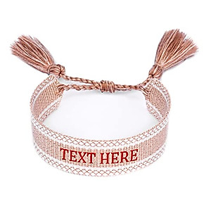 Sinseike Custom Name Knitted Word Adjustable Bracelets, Personalized Woven Friendship Wrap Bracelets for Women Girls Boy (style A)