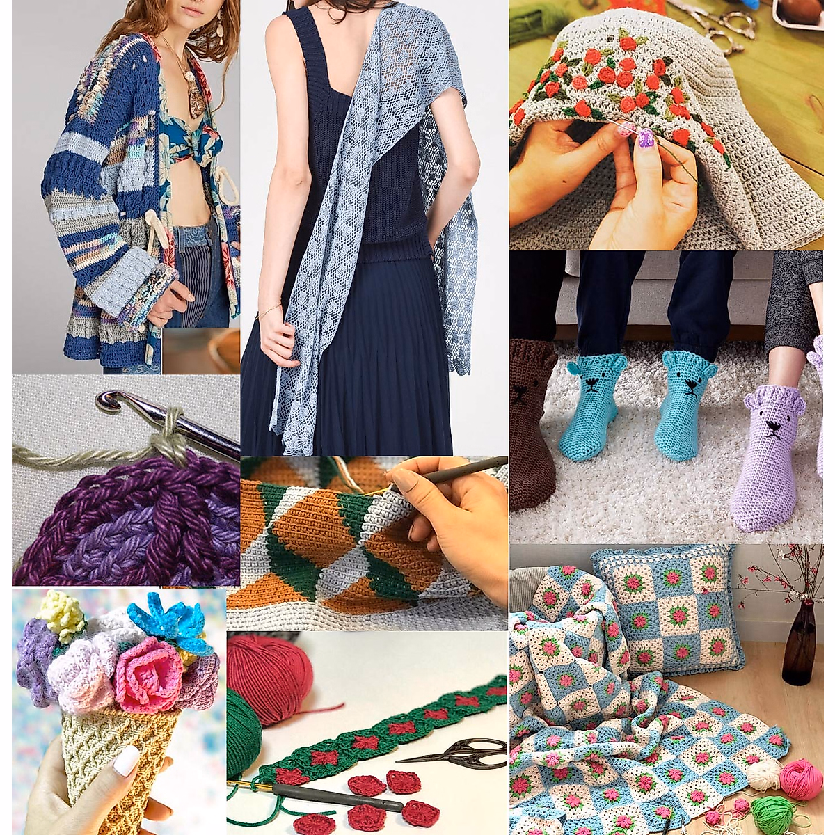 Ergonomic Crochet Hook set 14 Sizes 2mm(B)-10mm(N) with Case for Arthritic Hands,Crochet Kit for Beginners Extra Long Crochet Needles.