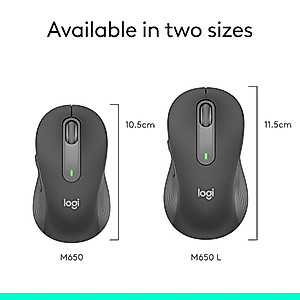 Logitech Signature M650 L Left Wireless Mouse - For Large Sized Left Hands, 2-Year Battery, Silent Clicks, Customizable Side Buttons, Bluetooth, for PC/Mac/Multi-Device/Chromebook - Graphite