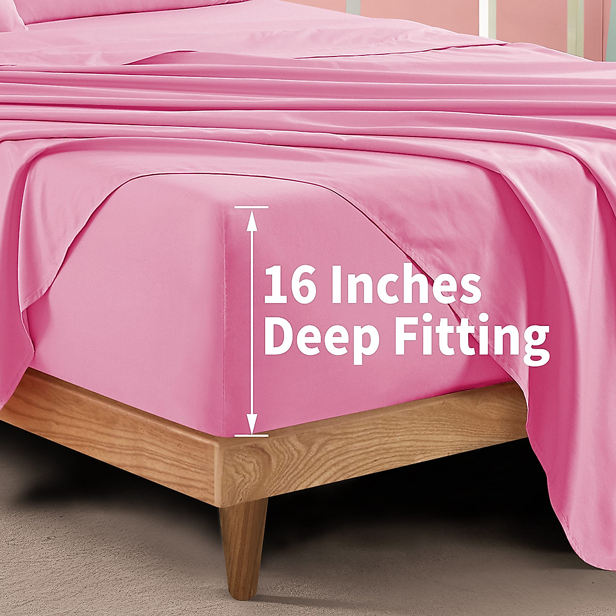 Ersmak Full Size Sheets Set (4 Piece), Super Soft Brushed Microfiber Bed Sheets with 16 Inch Deep Pocket, Egyptian Quality Luxury Bedding Set - Pink