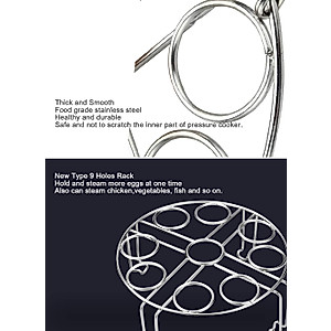 Maxracy Stackable Egg Steamer Rack Trivet 9 holes for Instant Pot Accessories Stainless Steel Egg Assis fits 6qt 8qt Pressure Cooker(9 Holes Stackle Egg Rack)