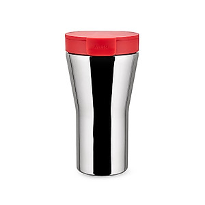 Alessi Caffa, Double wall travel mug in 18/10 stainless steel and thermoplastic resin, red., One size