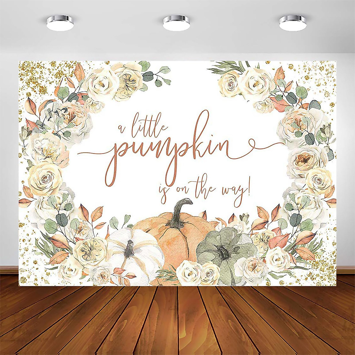 Avezano Pumpkin Baby Shower Backdrop A Little Pumpkin is On The Way Baby Shower Party Decorations Fall Pumpkin Floral Baby Shower Photography Background Banner (7x5ft)