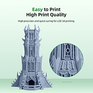 ANYCUBIC 2000g 3D Printer Resin Bundle with Low Odor and Safety, 405nm UV Plant-Based Rapid Resin with High Precision and Quick Curing for LCD 3D Printing (Grey, 1000g 2-Pack)