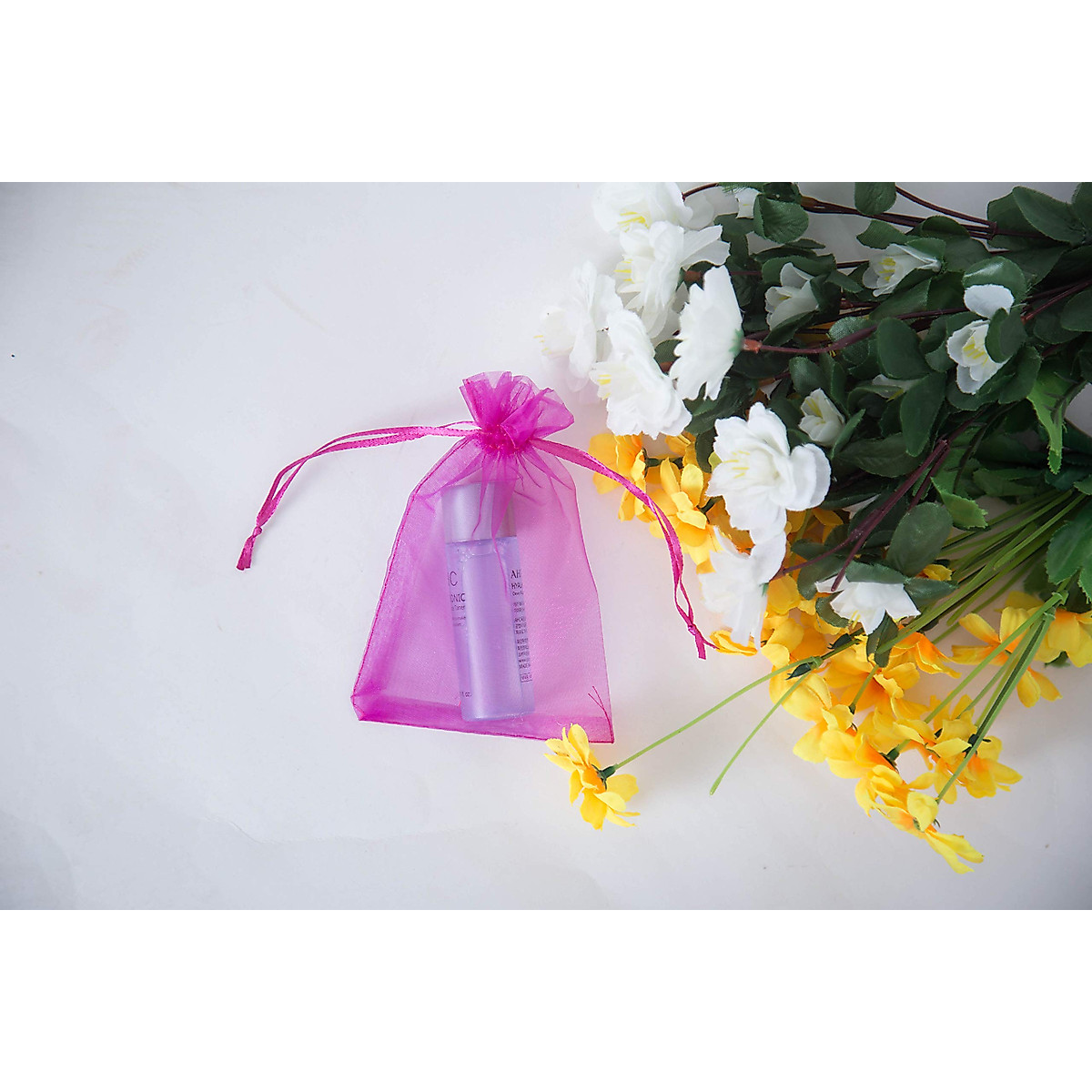 Xin 50pcs 5x7inch(about12.7x17.8cm）transparent drawstring organza bags, jewelry bags, wedding party Christmas gift bags, cosmetics gift bags (grey)