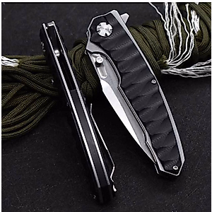 HUAAO Folding Pocket Knife, 3.7’’ M390 Steel Blade G10 Handle, Pocket Knife with Clip, Flipper, Liner Lock, Flip Knife for Outdoor Survival Camping Hiking