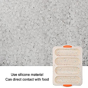 Silicone Baguette Mold 4 Grooves Nonstick French Bread Mold with 2 Handles Smooth Surface Bread Baking Roll Pan Kitchen Tool for Toast Loaf Sandwich(Beige)