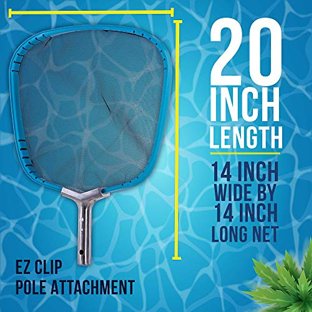 U.S. Pool Supply Professional Heavy Duty 14" Swimming Pool Leaf Skimmer Net with Strong Reinforced Aluminum Frame Handle - Commercial Grade - Fast Cleaning, Easy Debris Pickup & Removal