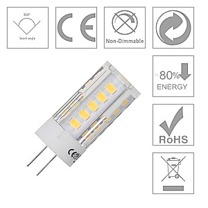 Lumina Lighting® G4 3W LED Bulb (10 Pack) 3W Bi-Pin LED Light Bulb Landscape Light Bulb, NonDimmable, Shatterproof, Dustproof - AC/DC 12 Volt 3000K Warm White, 270 Lumens | G4 3W LED