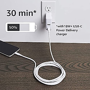 Amazon Basics USB-C to Lightning Cable, MFi Certified Charging Cord for Apple iPhone 14 13 12 11 X Xs Pro, Pro Max, Plus, iPad, 10,000 Bend Lifespan - White, 6-Ft