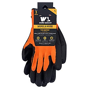 Wells Lamont mens 559lf Work Gloves, Black, Large Pack of 6 US