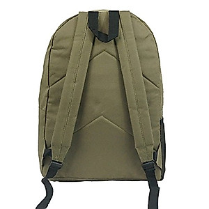 K-Cliffs 18in Classic Basic Backpack Simple School Book Bag w/Padded Back Side Pocket Olive