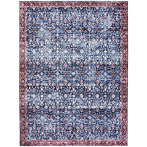 Nourison Brilliance Machine Washable Traditional Vintage Blue/Brick 7'10" x 9'10" Area -Rug, Easy -Cleaning, Non Shedding, Bed Room, Living Room, Dining Room, Kitchen (8x10)