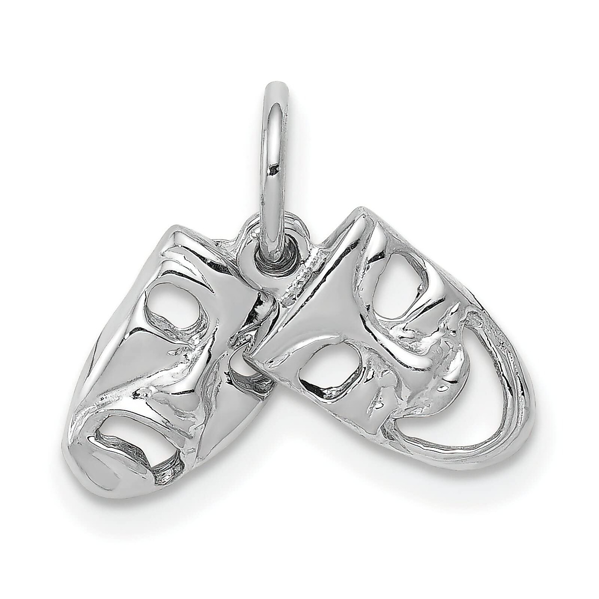 FindingKing 14K White Gold Comedy Tragedy Charm Drama Mask Jewelry