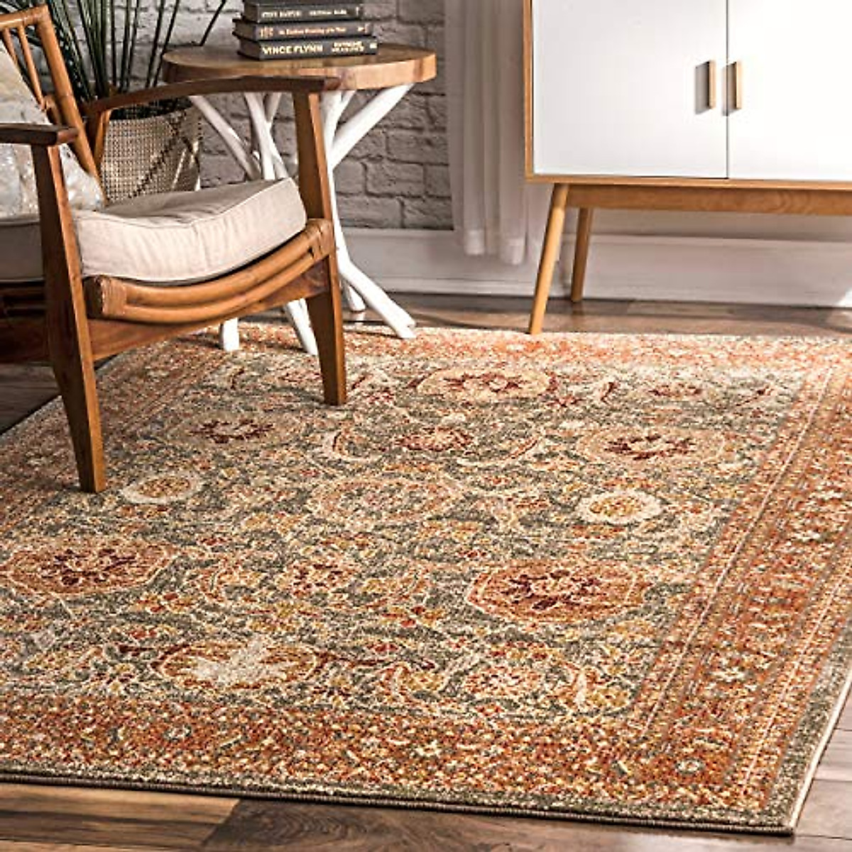 nuLOOM Geraldine Persian Area Rug, 6' 7" x 9', Olive