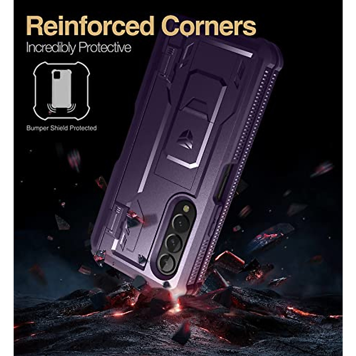 Dexnor Shielder Series Case for Samsung Galaxy Z Fold 3(2021), Military-Grade Full-Body Shockproof Rugged Bumper Case Cover with Built-in Screen Protector & Kickstand & S Pen Slot,Phantom Pruple
