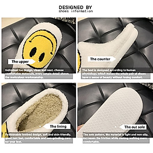 YJJY Smile Face Slippers for Women,Retro Soft Plush Lightweight House Slippers Slip-on Cozy Indoor Outdoor Slippers,Slip on Anti-Skid Sole