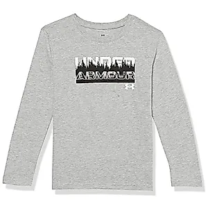 Under Armour Boys' Outdoor Long Sleeve Tee, Stylish Crew Neckline, Cute Full Fit, MOD Gray Tree, 5