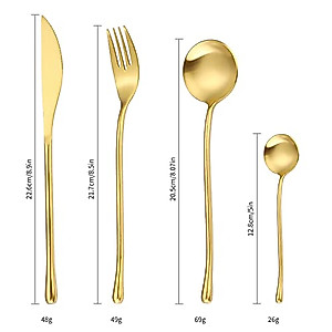 Black Flatware Silverware set Service for 6 Cutlery Modern,18/10 Stainless Steel,Kitchen,Home,Restaurant,Small Business,Mirror Polished