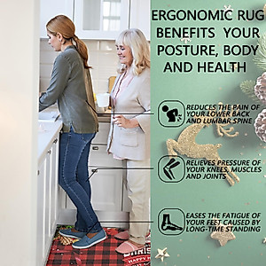 Cekene Anti Fatigue Kitchen Mat Set of 2 Christmas Memory Foam Thick Cushioned Rugs for Kitchen Non-Slip Standing Mat 17"×28" and 17"×47" Waterproof Wipeable