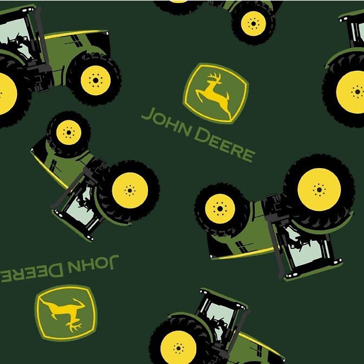 Springs Creative Products Fleece John Deere Logos Green Tractors Farmer Farming Farmland Country Fleece Fabric Print by The Yard (71215-6470710), 60 Inches