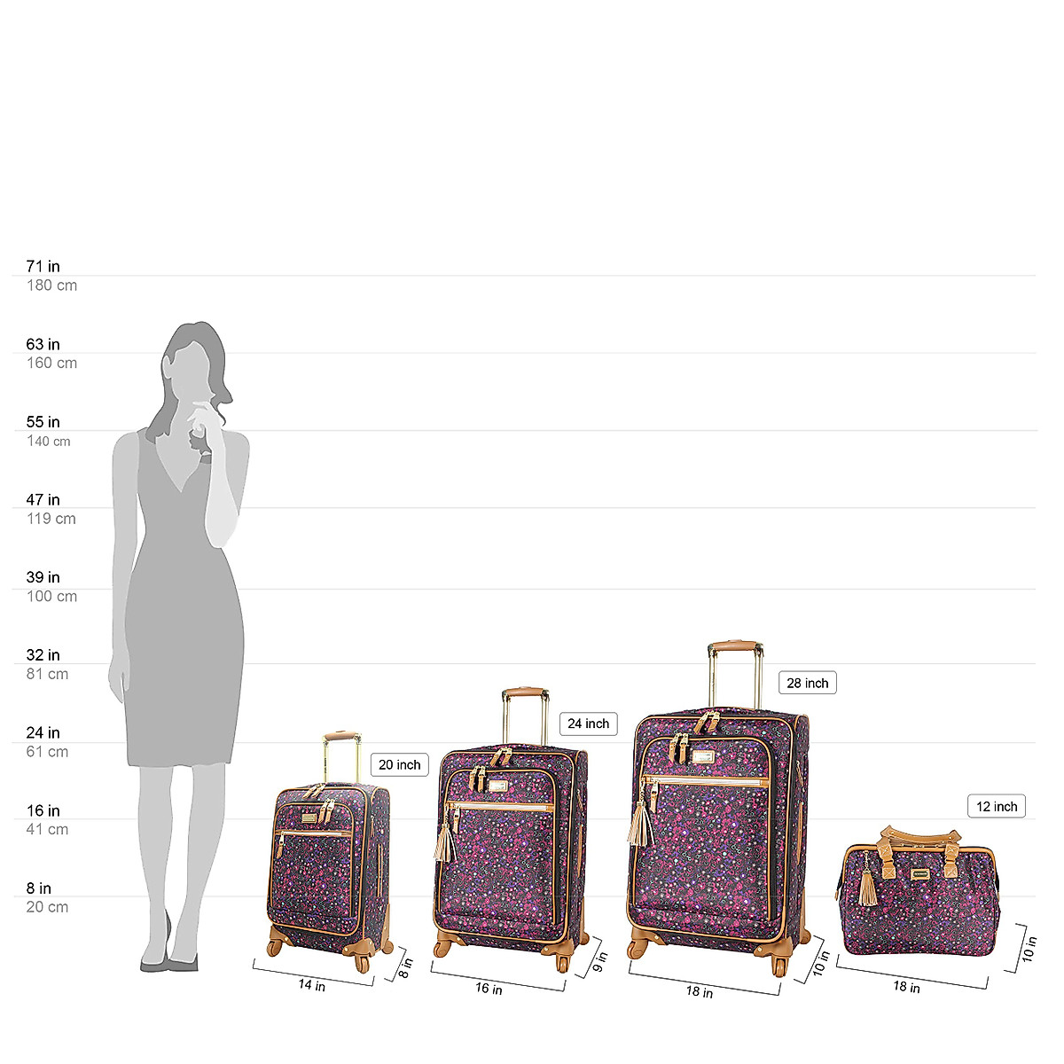 Steve Madden Designer Luggage Collection - Lightweight Softside Expandable Suitcase for Men & Women - Durable 20 Inch Carry On Bag with 4-Rolling Spinner Wheels (Dark Purple)